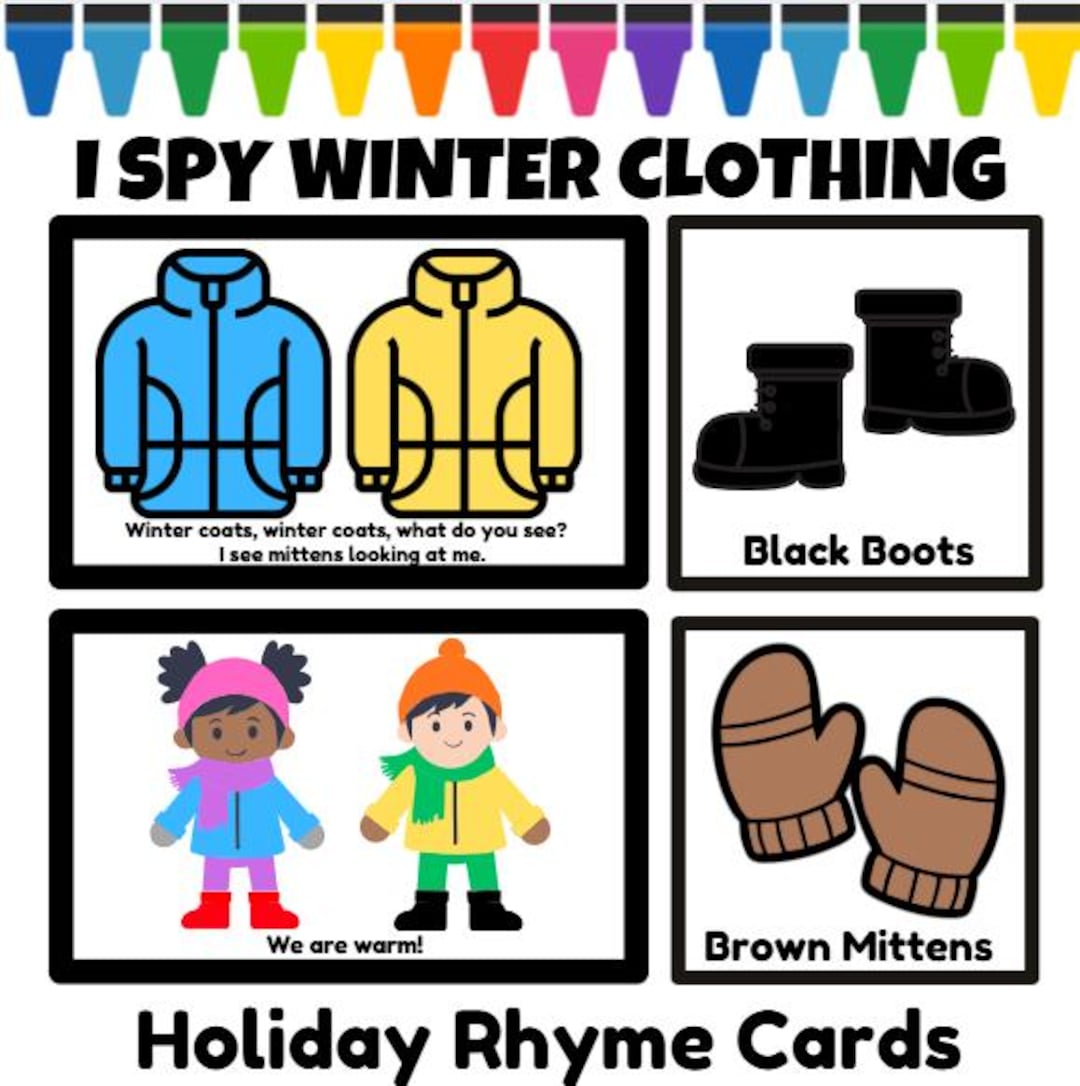 I Spy Winter Clothing Circle Rhyme Poem Cards & Bonus Pages Learn ...