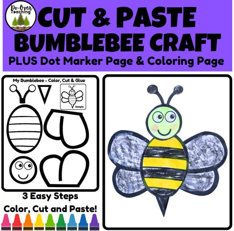 Cut and Paste Bumblebee Simple Craft and Dot Marker and Coloring Page ...