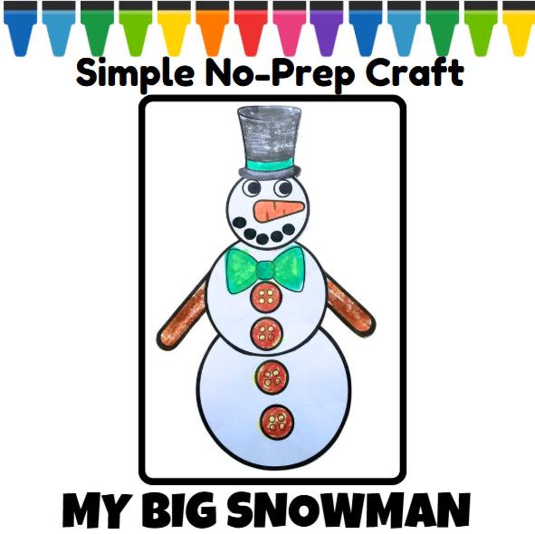 My BIG Winter Snowman Cut and Paste Craft and Coloring Page and Sound ...