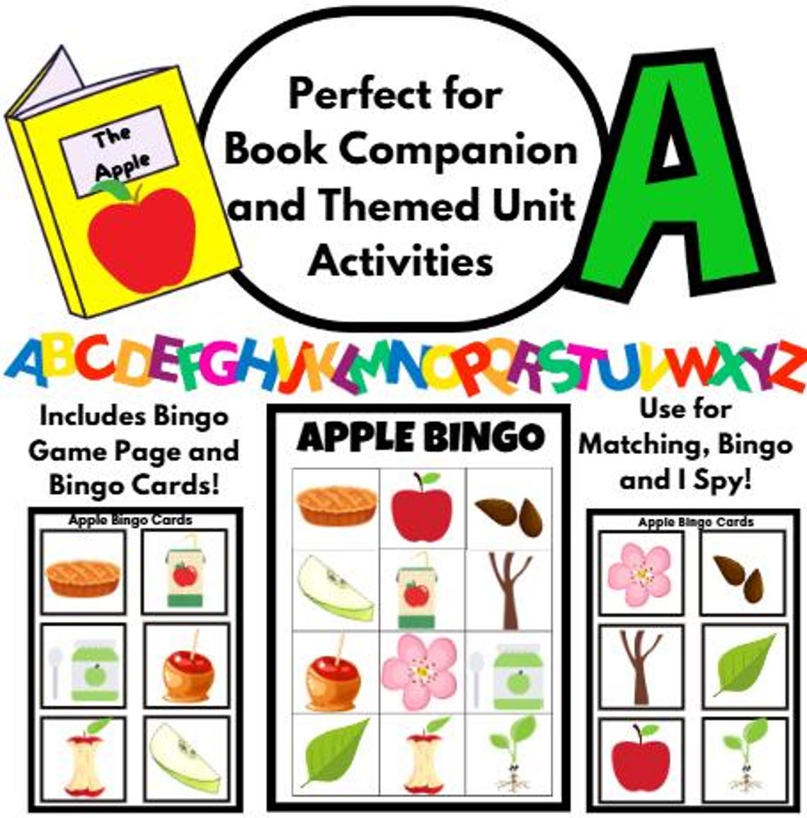Apple Bingo Game Plus Coloring and Dot Marker Page for Preschool and ...
