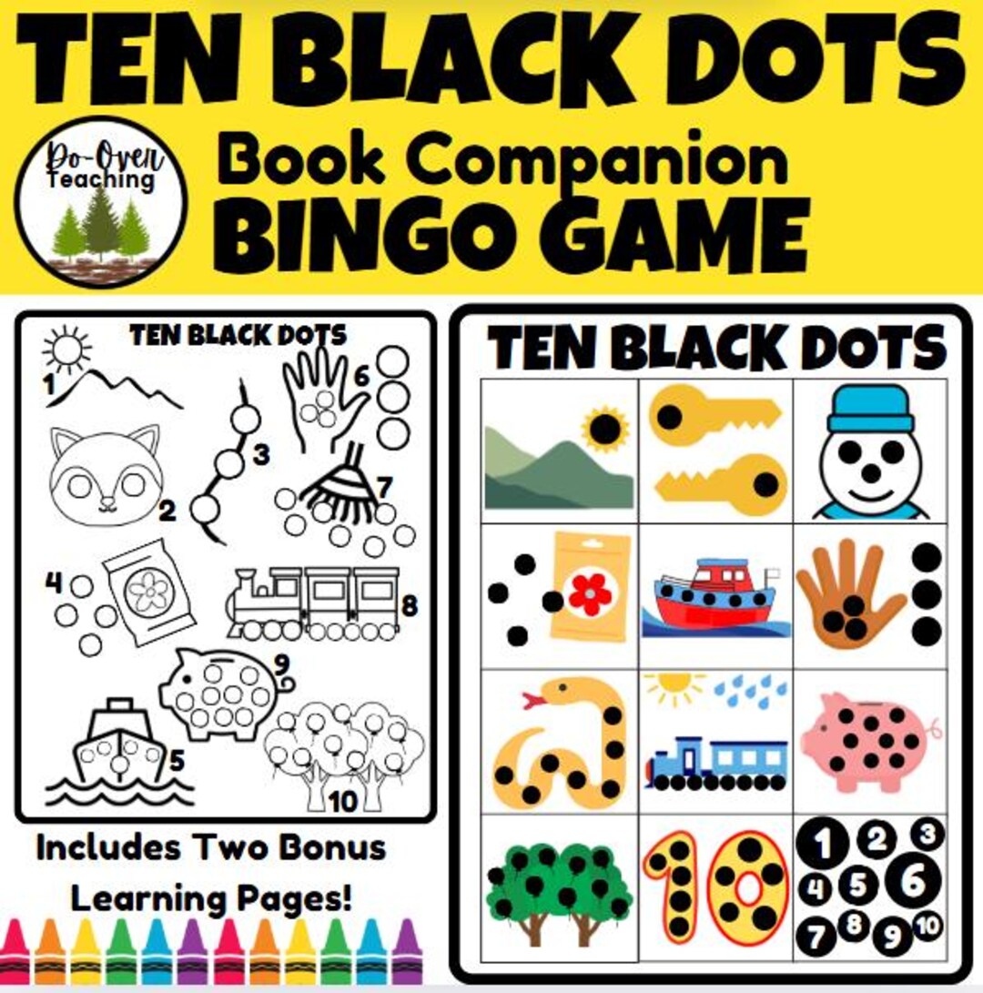 Ten Black Dots Book Companion Bingo Game Plus Bonus Learning Pages - Etsy