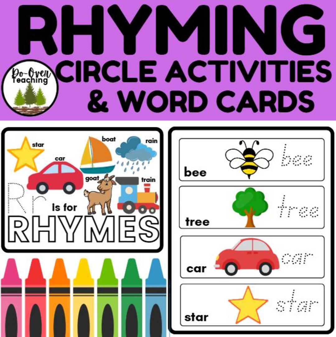 Rhyming Circle Activities Rhymes Word Cards Preschool and Kindergarten ...