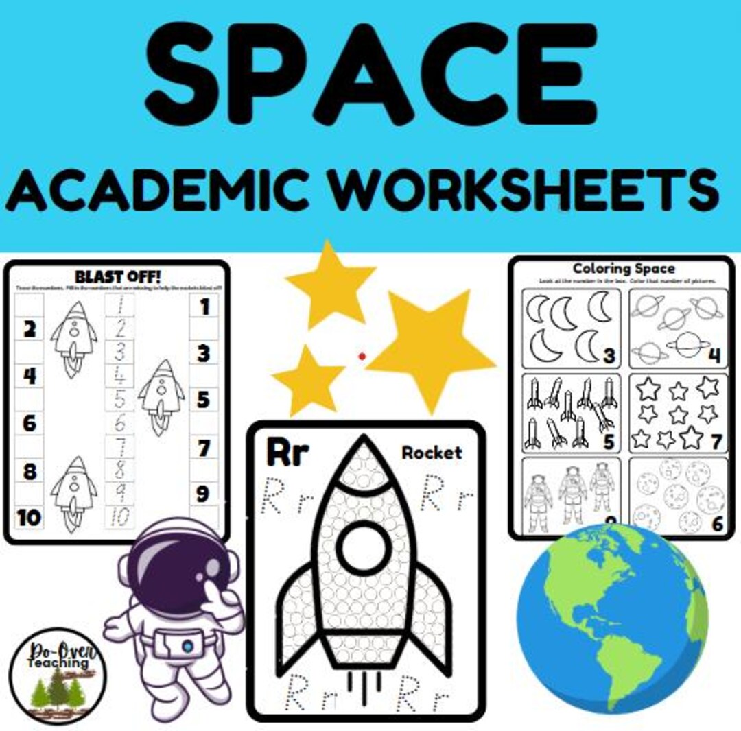 Space Academic Worksheets Preschool and Kindergarten Curriculum Math ...