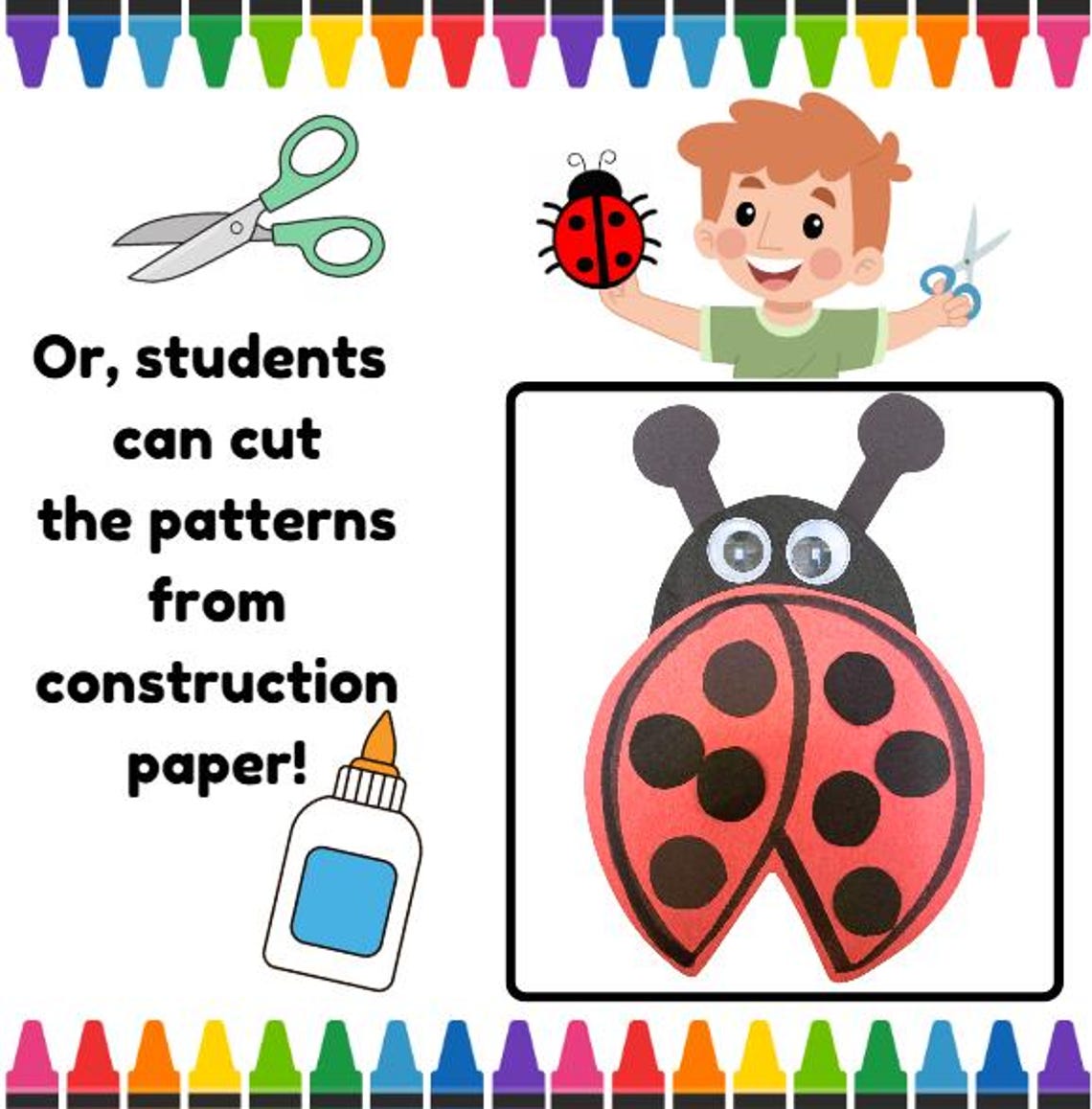 Cut and Paste Ladybug Simple Craft and Dot Marker and Coloring Page No ...
