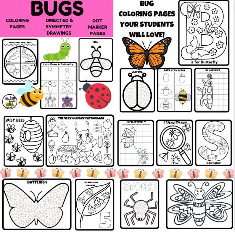 Bug and Insect Coloring and Dot Marker Pages Preschool Kindergarten ...