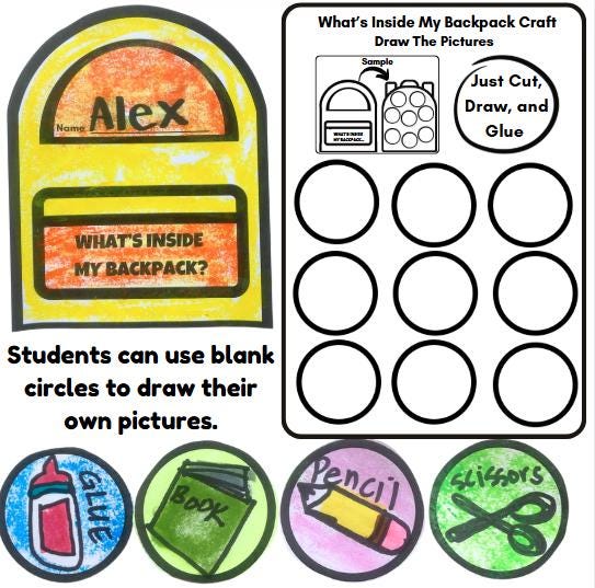 What is in My Backpack Craft and Bonus Learning Pages Back to School ...
