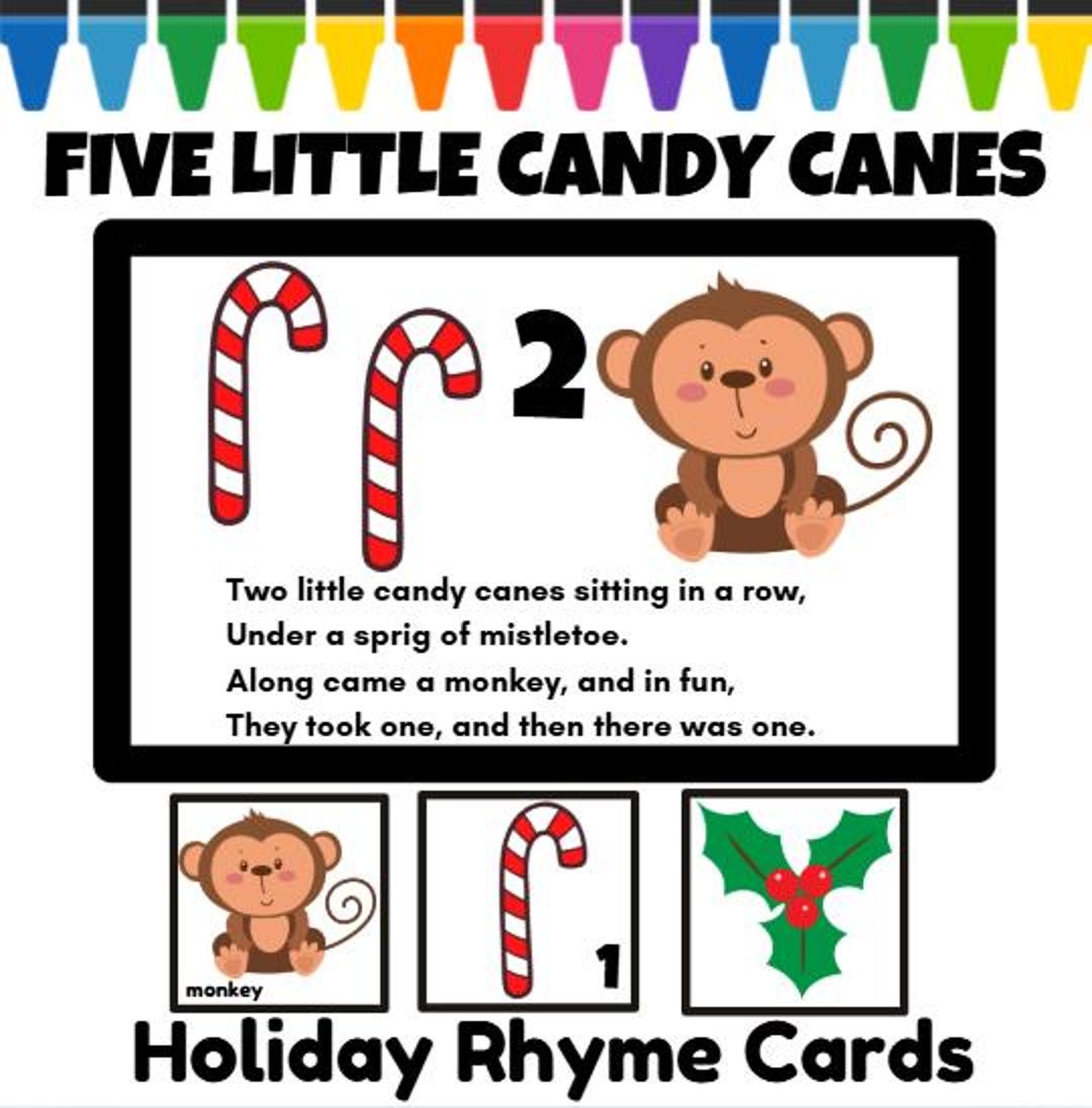 Five Little Candy Canes Christmas Circle Rhyme Poem Cards & Bonus ...