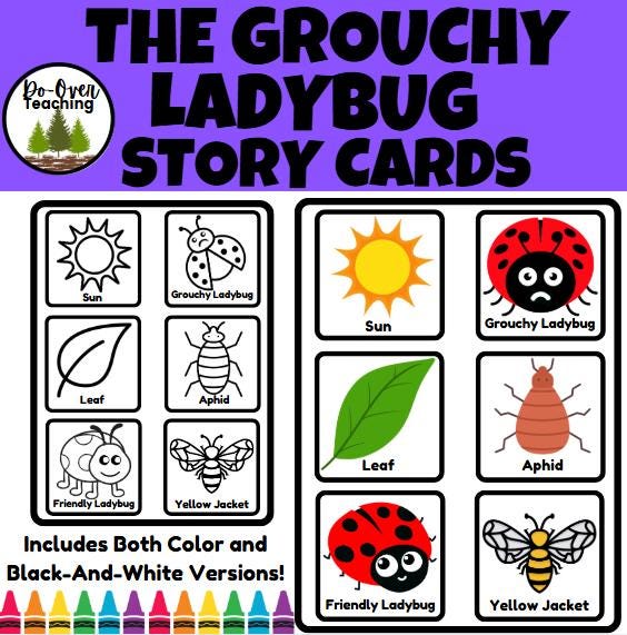 The Grouchy Ladybug Book Companion Story Cards Activity Craft Circle ...