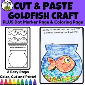Cut and Paste Goldfish Pet Simple Craft Plus Dot Marker & Coloring Page ...