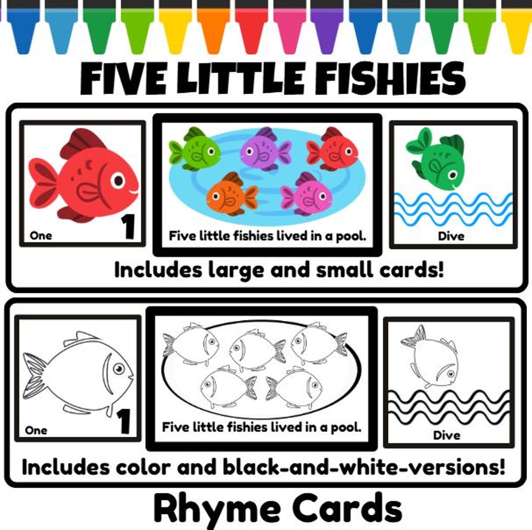 Five Little Fishies Circle Rhyme Poem Cards & Bonus Pages Counting ...