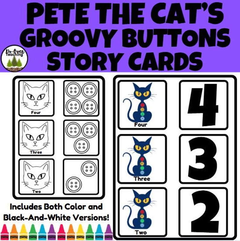 Pete the Cat and His Groovy Buttons Story Cards and No-prep Craft ...