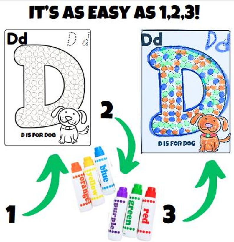 Alphabet Letter A to Z Animal Coloring and Dot Marker Pages Preschool ...