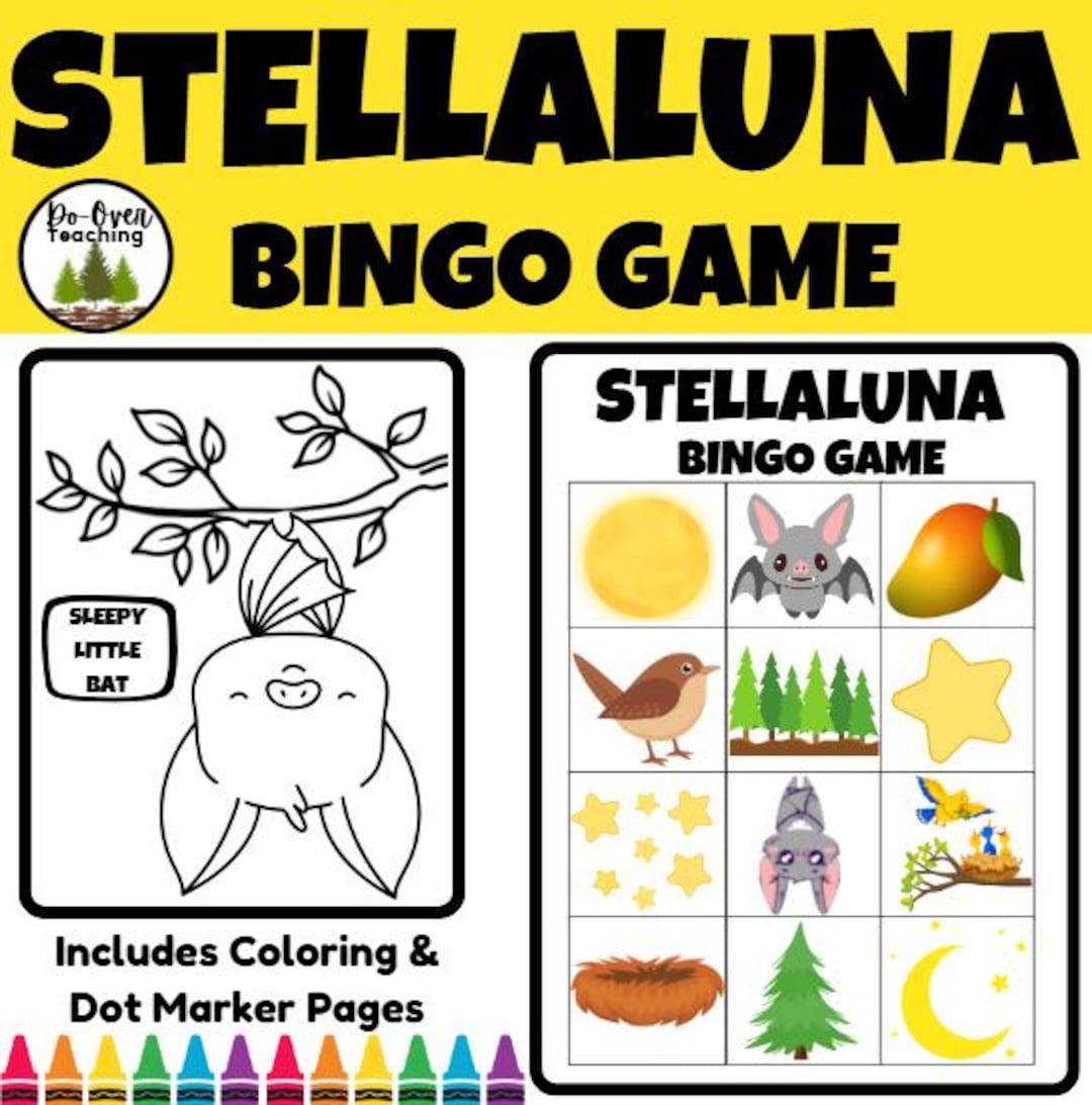 Stellaluna the Bat Book Companion Bingo Game Plus Bonus Learning Pages ...