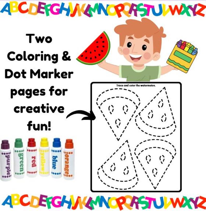 Watermelons Bingo Game Plus Coloring and Dot Marker Page for Preschool ...