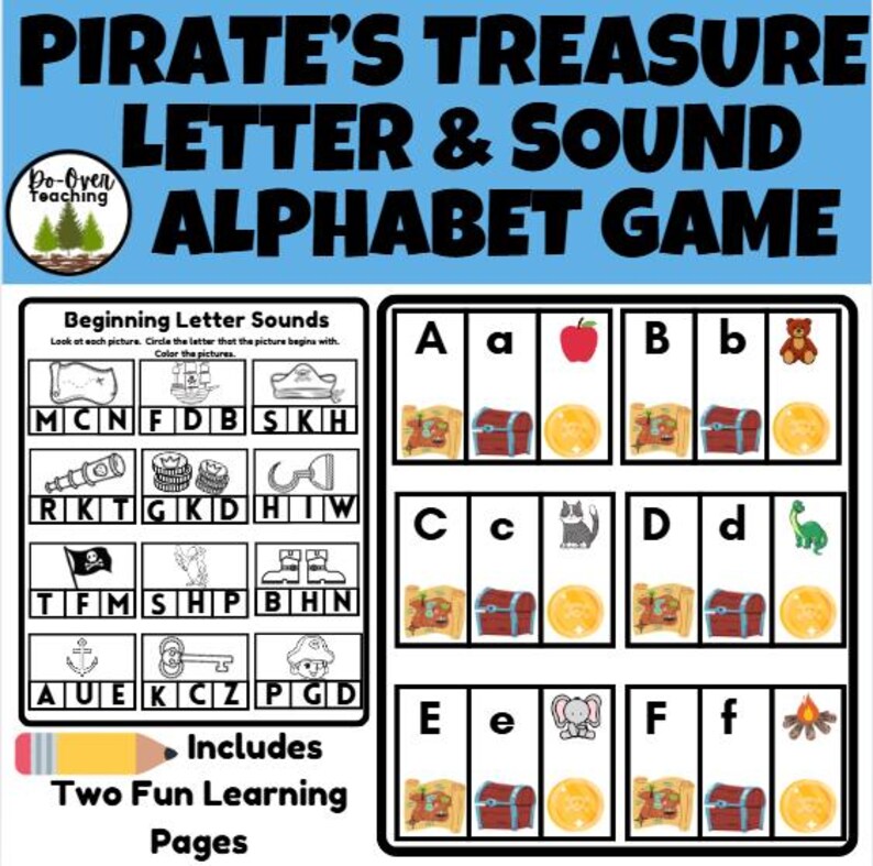 Pirate's Treasure Alphabet Letter & Sound Matching Game and Academic ...