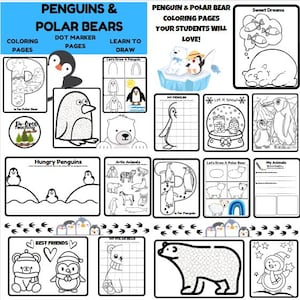 Penguin and Polar Bear Coloring and Dot Marker Pages Preschool ...