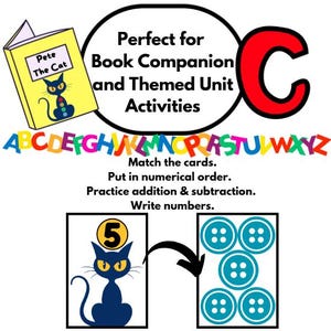 Pete the Cat Buttons Number 1-12 Count & Match Math Game Plus Math ...