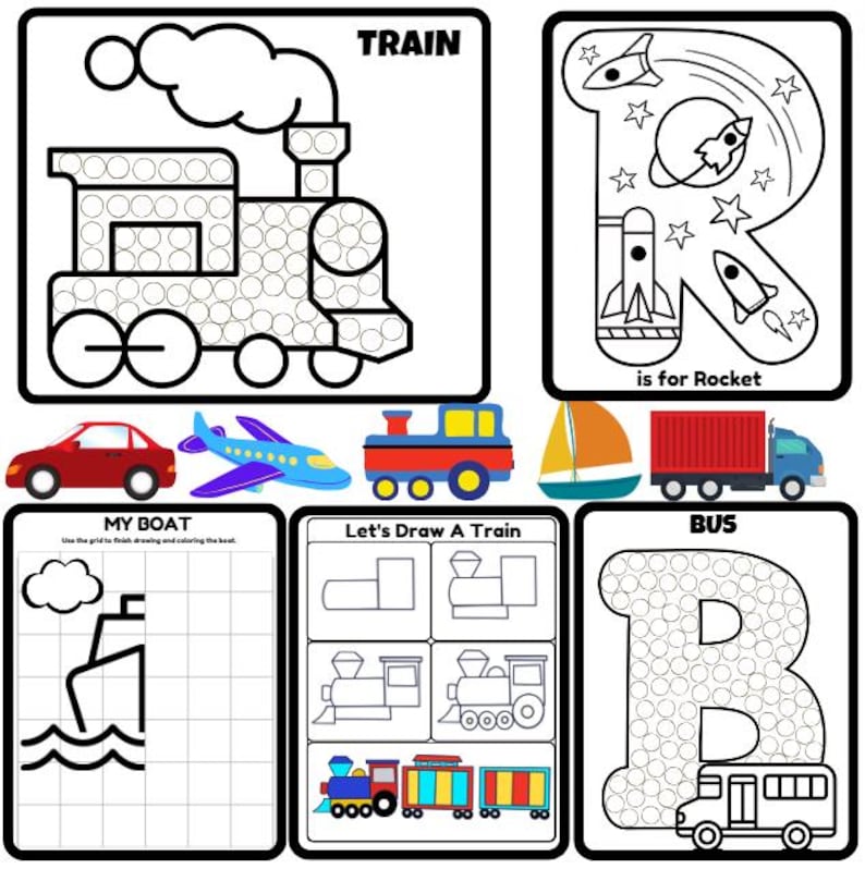 Transportation Coloring and Dot Marker Pages Preschool Kindergarten ...