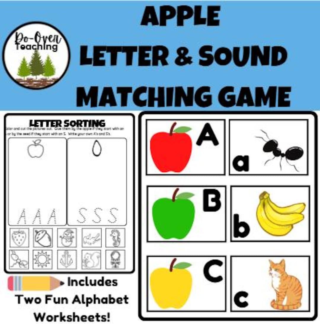 Apple Alphabet Letter Match Game Plus No-prep Academic Learning ...