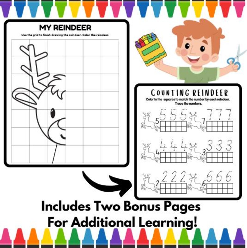 My Reindeer Face Cut and Paste Craft and Bonus Coloring and Worksheet ...