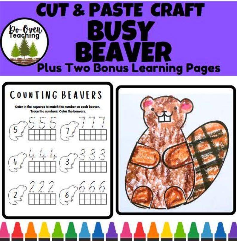 Busy Beaver Cut and Paste Craft and Dot Marker Coloring and Counting ...