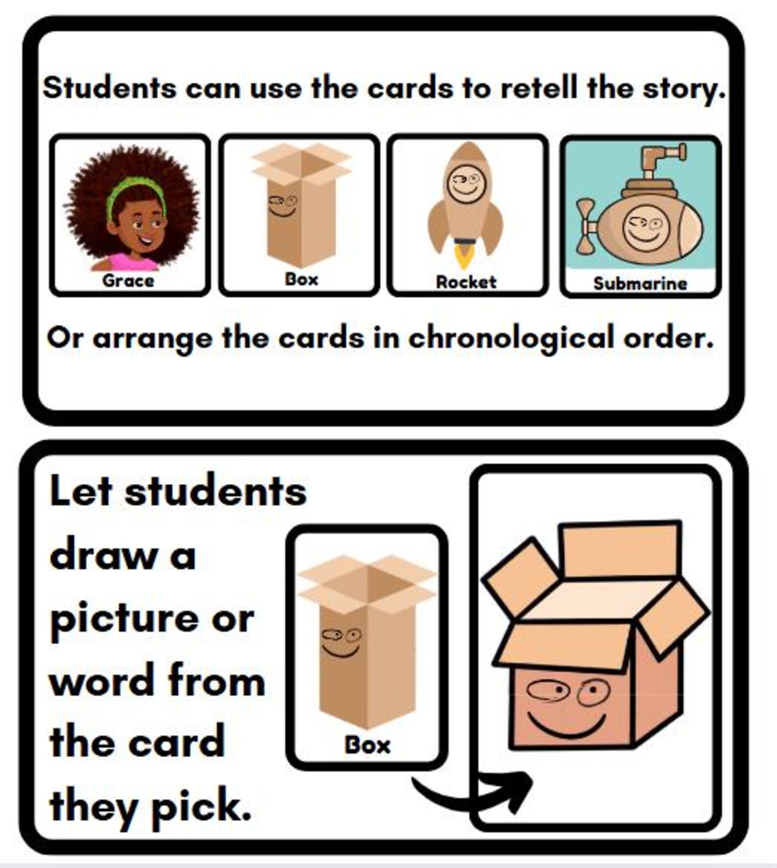 Grace and Box Story Cards & No-prep Craft Book Companion Activity - Etsy