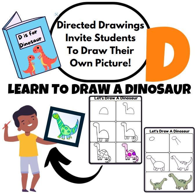 Dinosaur Activities Directed Drawing, Academic Worksheets, Coloring ...