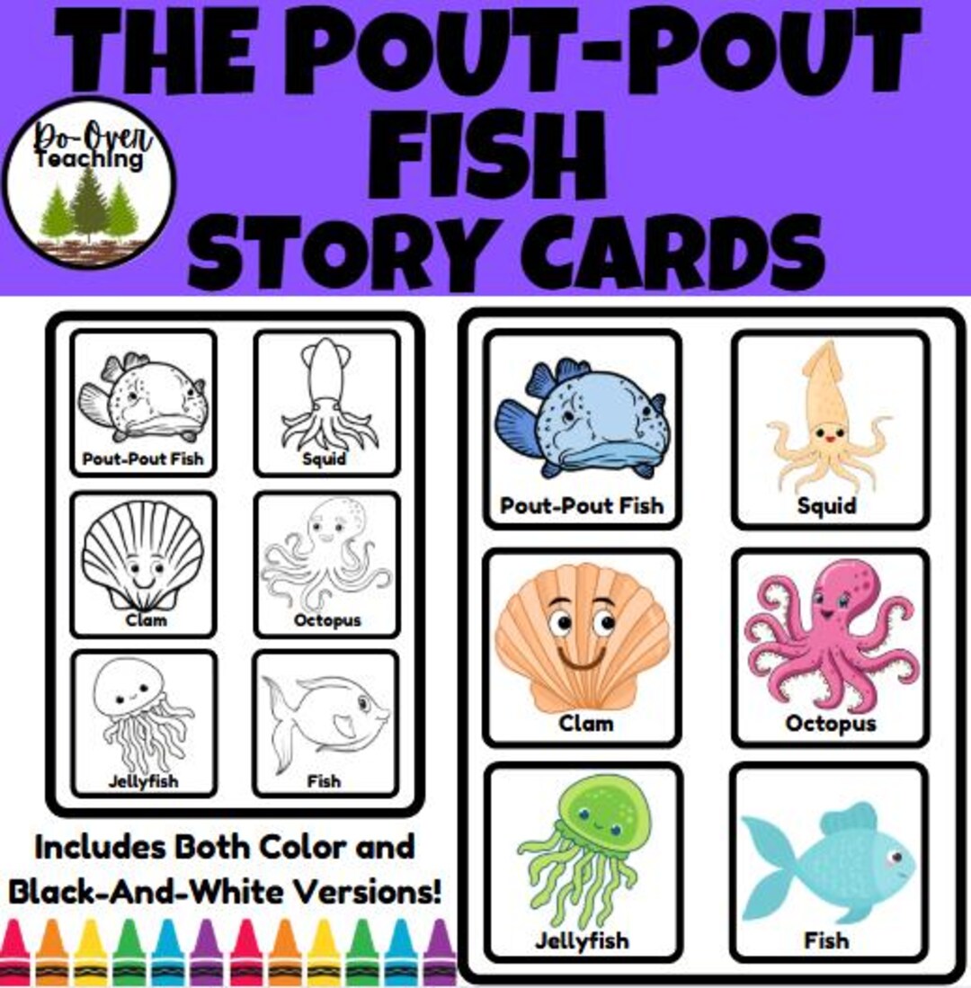 Pout-pout Fish Book Companion Story Cards Activity Craft Circle - Etsy