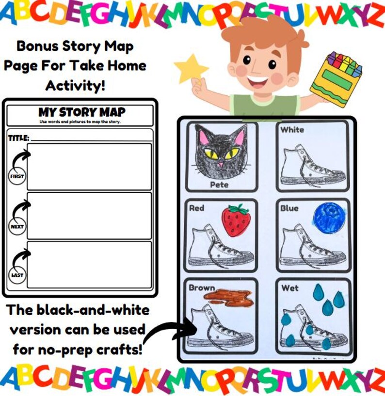 Pete the Cat, I Love My White Shoes Story Cards and No-prep Craft ...