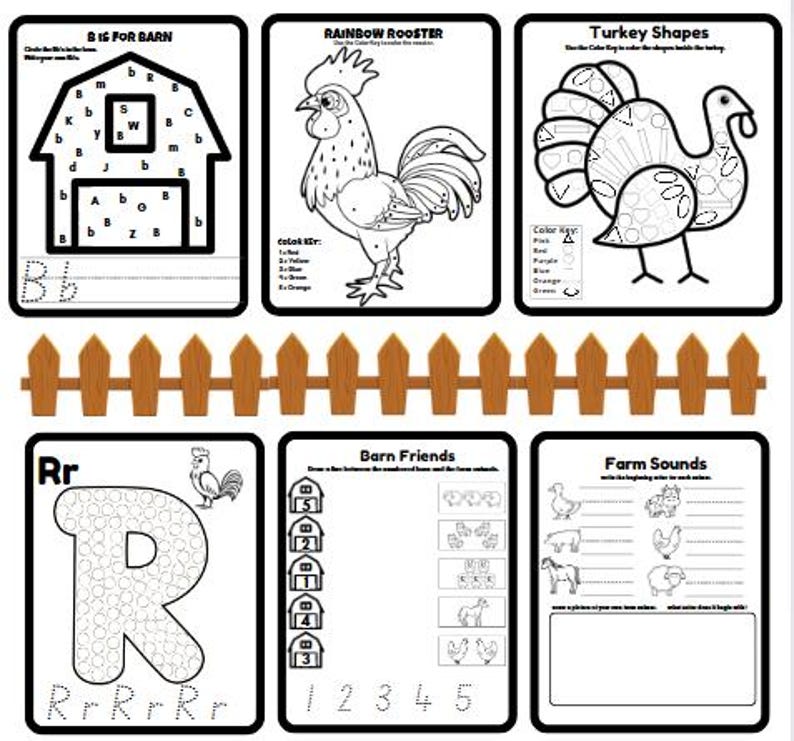 Farm Animal Barn Academic Worksheets Preschool and Kindergarten ...