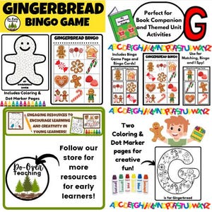 Gingerbread Christmas Winter Bingo Game Plus Coloring and Dot Marker ...
