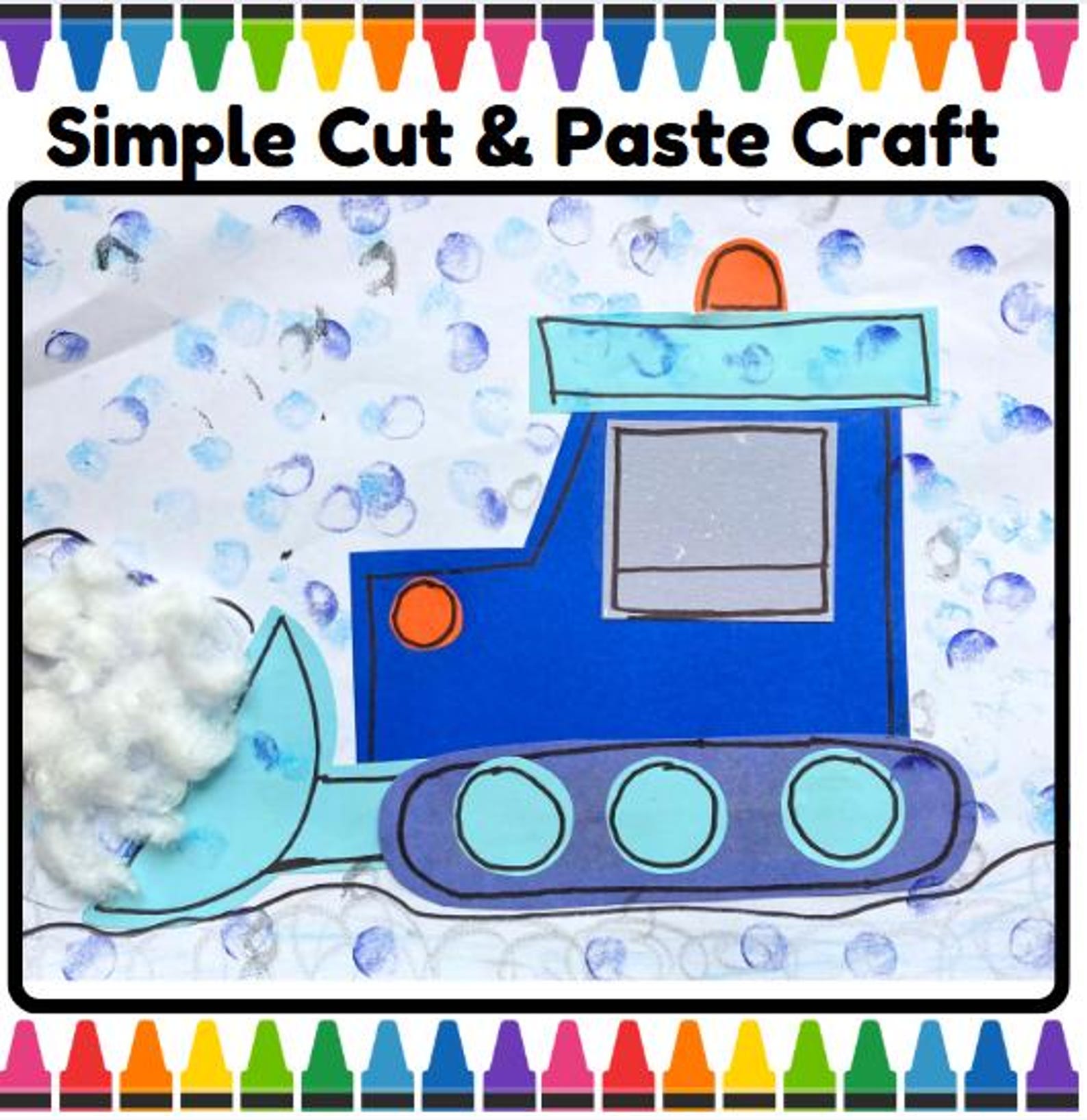 Winter Snowplow Cut and Paste Craft Plus Dot Marker and Coloring Page ...