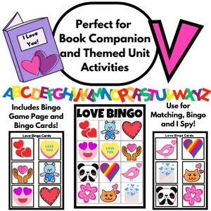 Valentine's Day Heart and Love Bingo Game Plus Coloring and Dot Marker ...