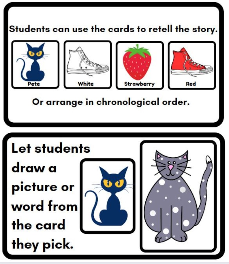 Pete the Cat, I Love My White Shoes Story Cards and No-prep Craft ...