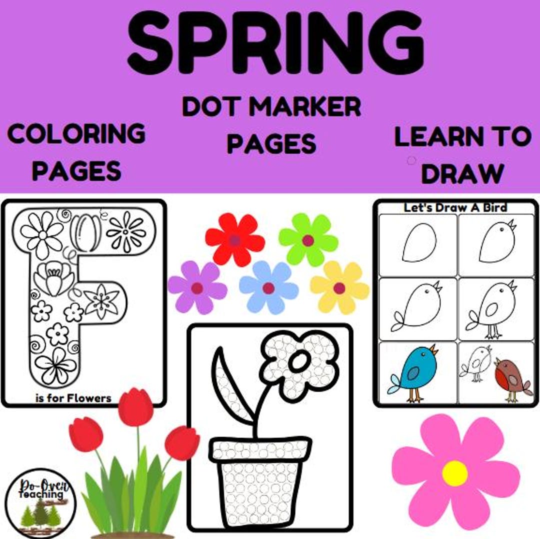 Spring Seasonal Coloring and Dot Marker Pages Preschool Kindergarten ...