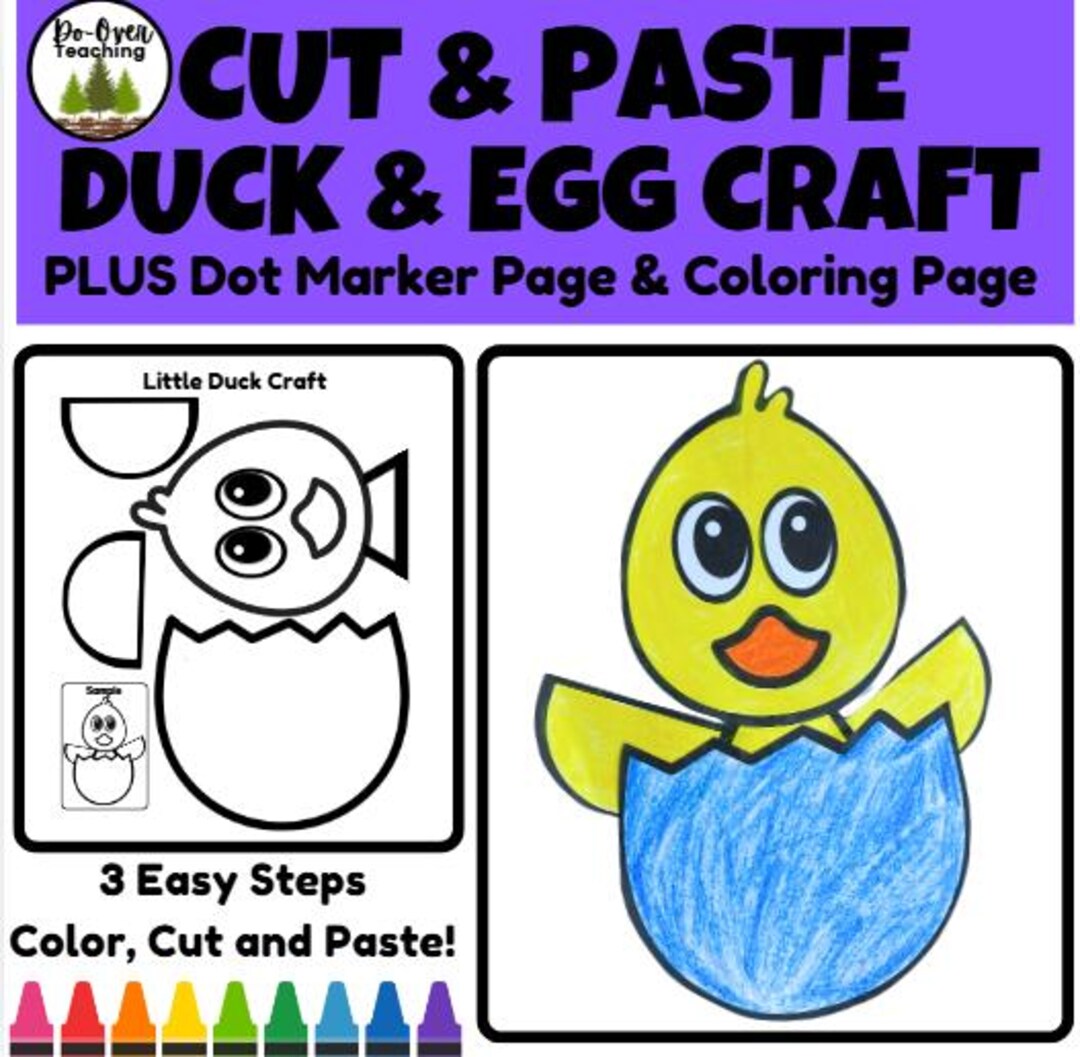 Cut and Paste Duck and Egg Simple Craft Plus Dot Marker & Coloring Page ...