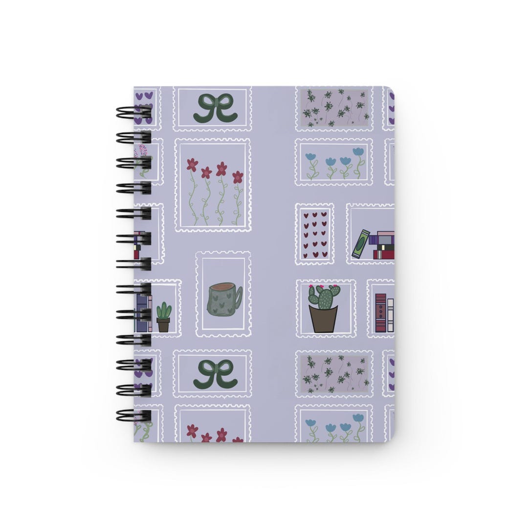 Whimsical Picture Frame Bookshelf Spiral Bound Journal, Hand Drawn ...