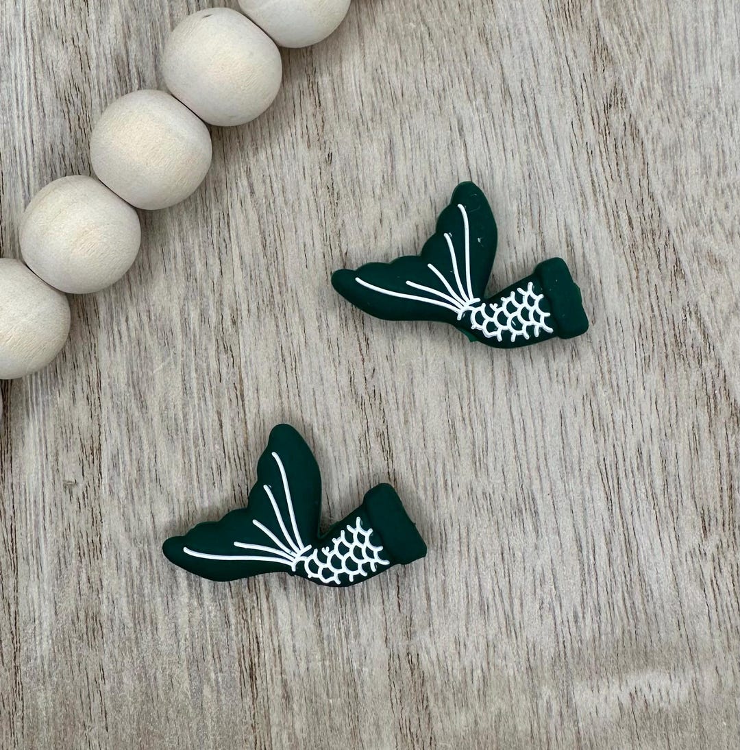 Dark Green Mermaid Tail Silicone Focal Beads - Etsy