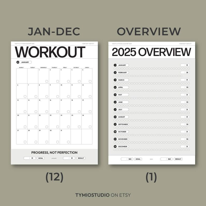 12-month Fitness Planner 2025 | Printable Workout Calendar + Bonus ...