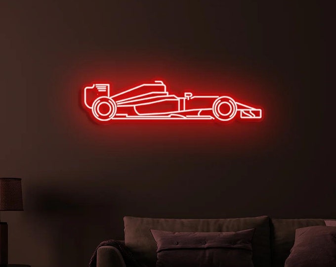 F1 Car Neon Sign - Racing Logo Neon Light for Bedroom, Bar, or Man Cave ...