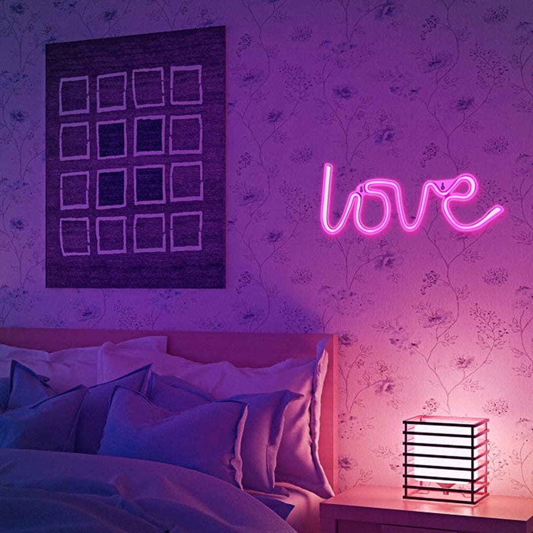 Love Neon Sign Light – LED Wall Decor for Bedroom, Wedding, Party, and ...