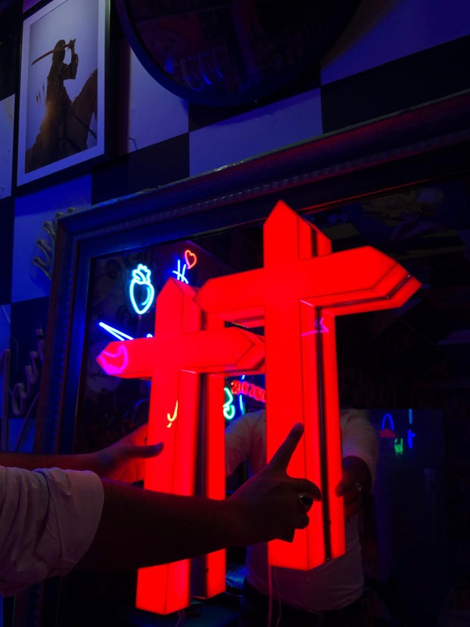 Handmade Cross Sign Light Weeknd Gifts Hollywood Gifts Weekend Vibes ...