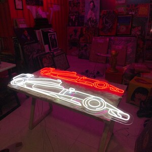 F1 Car Neon Sign - Racing Logo Neon Light for Bedroom, Bar, or Man Cave ...