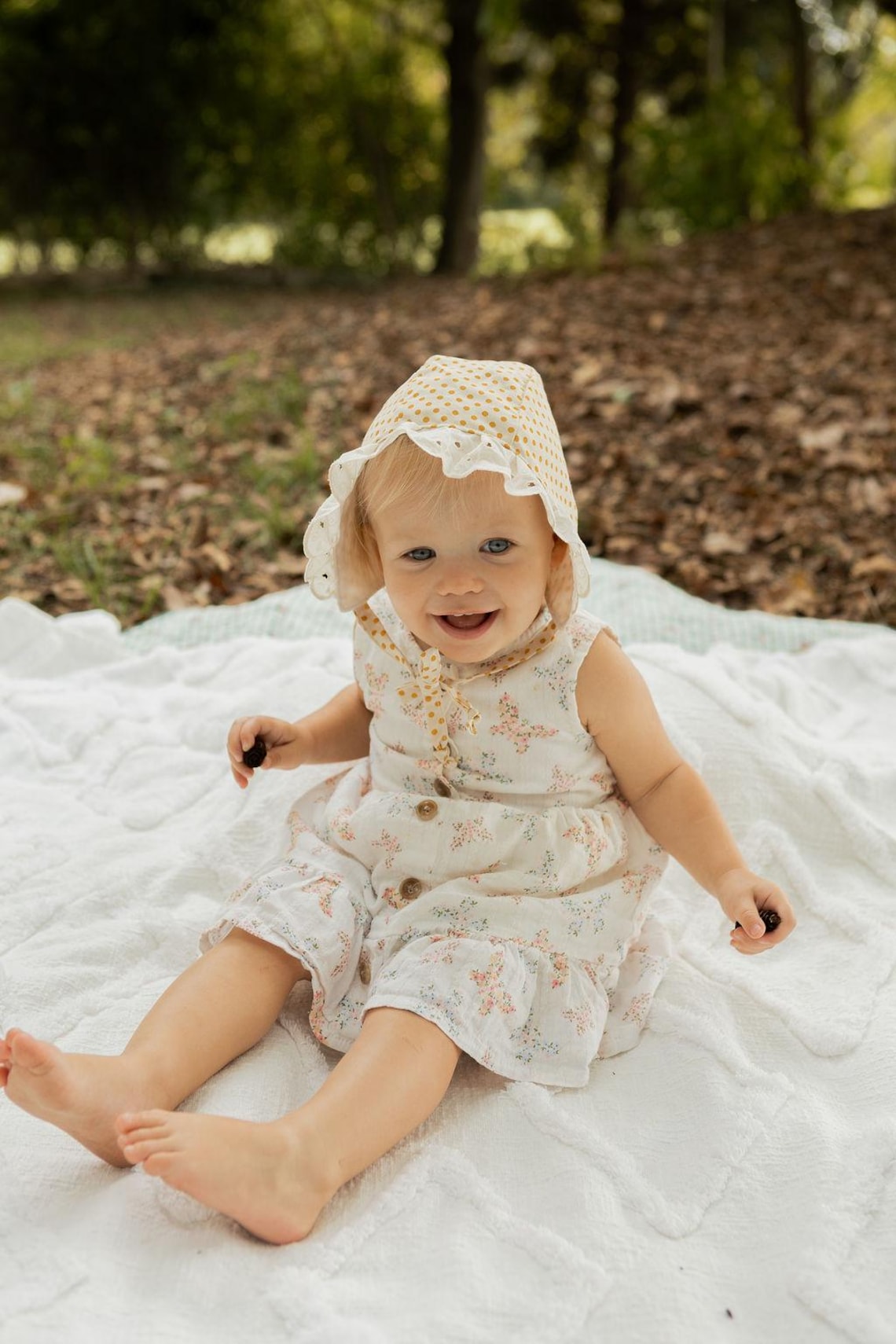 Baby Cotton Ruffled Bonnet, Toddler Sunbonnet, Cottage Core Baby Bonnet ...