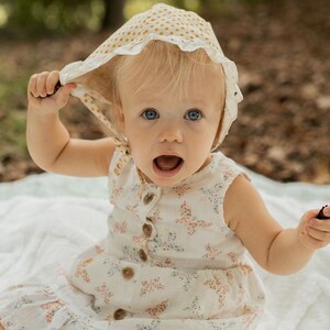 Baby Cotton Ruffled Bonnet, Toddler Sunbonnet, Cottage Core Baby Bonnet ...