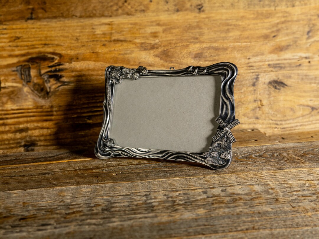 Silver Plated Photo Frame With Windmill and Art Nouveau Design - Etsy