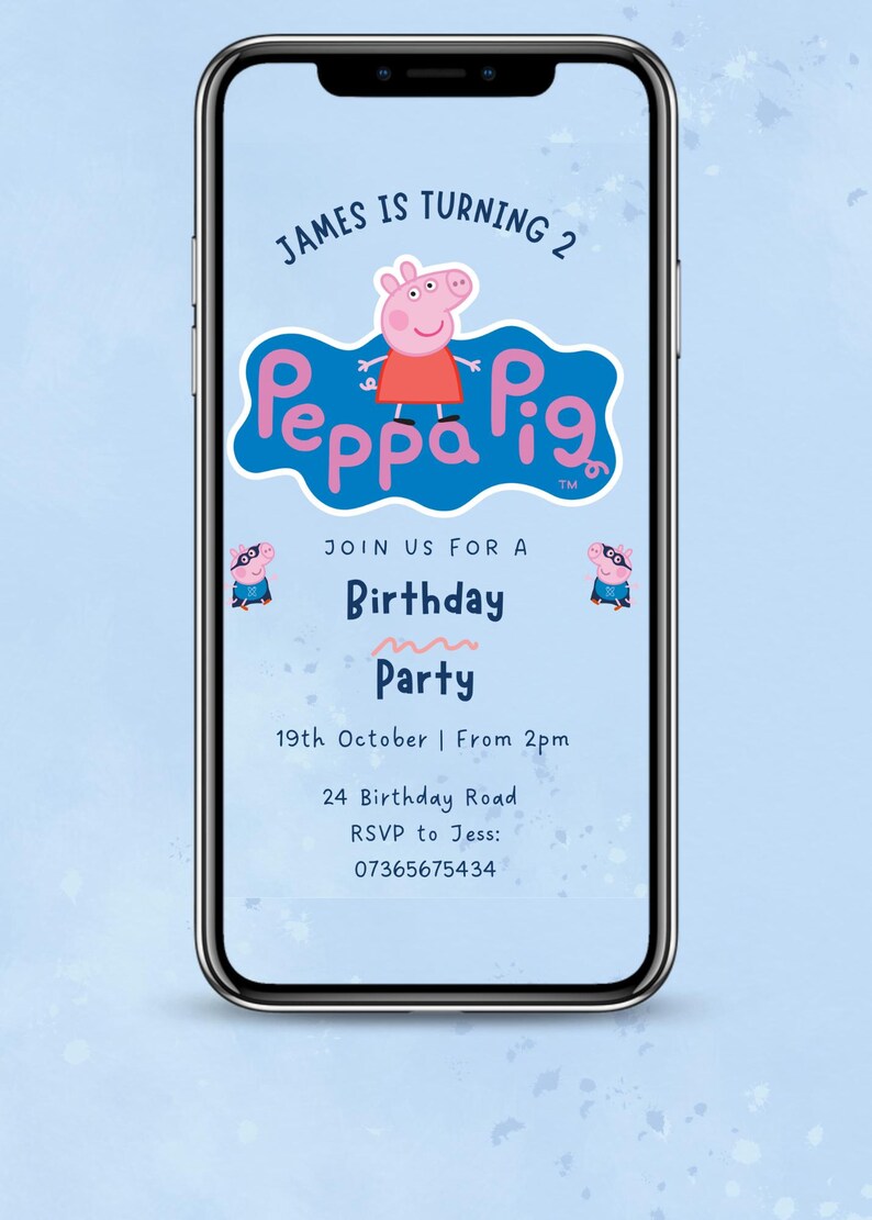 Peppa Pig Birthday Invitation Peppa Pig Birthday Card Child Birthday ...
