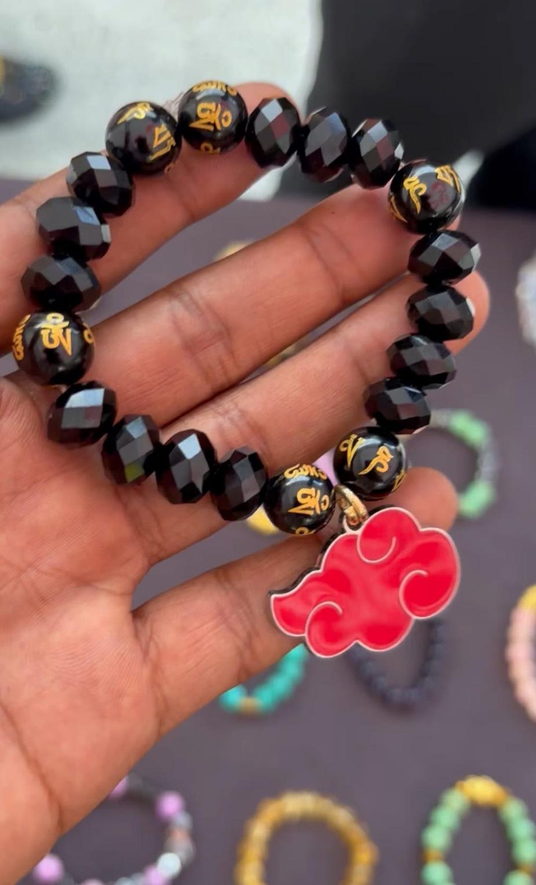 Black Onyx Bracelet With Akatsuki Cloud - Etsy