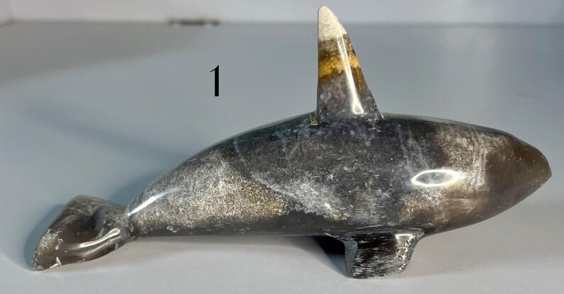 Rare Crystal Orca Agate Orca Whale Carving | 4.5” - 5” | Hand-carved ...