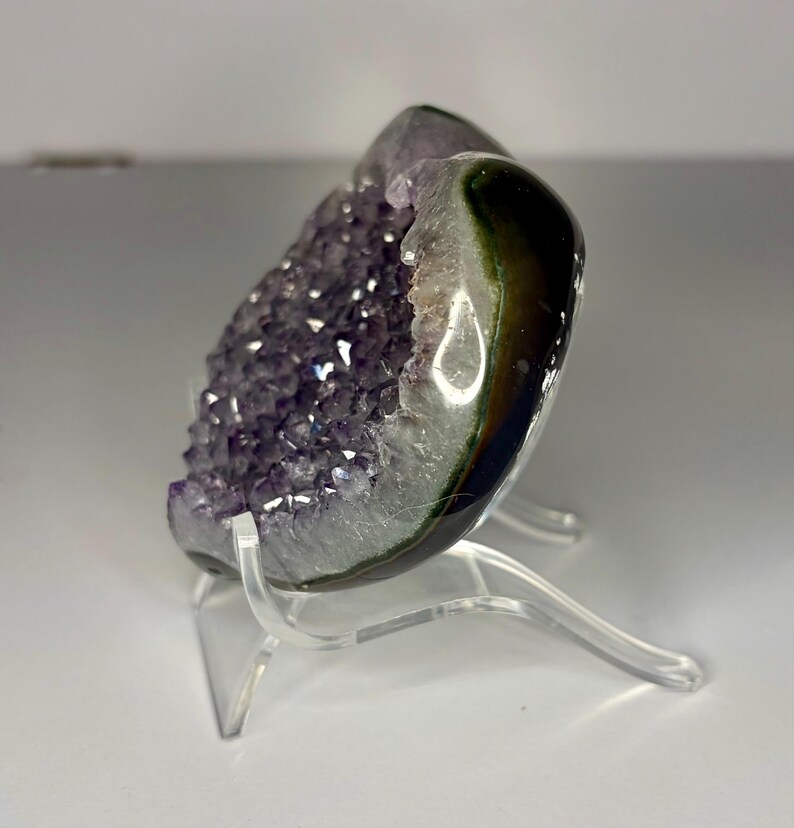 Uruguayan Amethyst Heart Crystal | Hand Carved Deep Lilac With Green ...